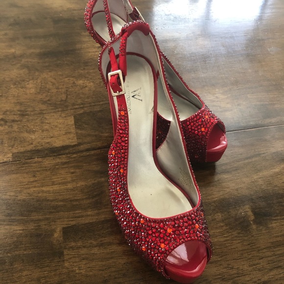 Shoes | Custom Red Crystal Heels | Poshmark